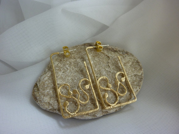 Rectangle Hoop Earrings In Gold-big Rectangle Hoops-gold Hoop Earrings ...