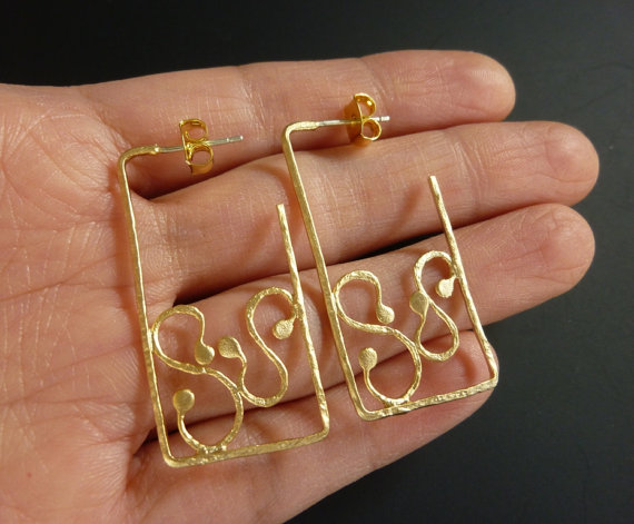 Rectangle Hoop Earrings In Gold-big Rectangle Hoops-gold Hoop Earrings ...